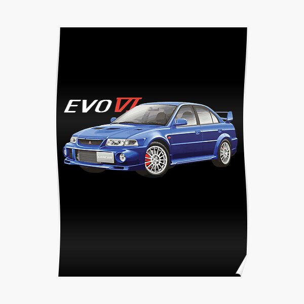 Póster «Evo 6 vi reims azul Mitsubish Evolution GSR Enkei» de cowtownCOWBOY | Redbubble