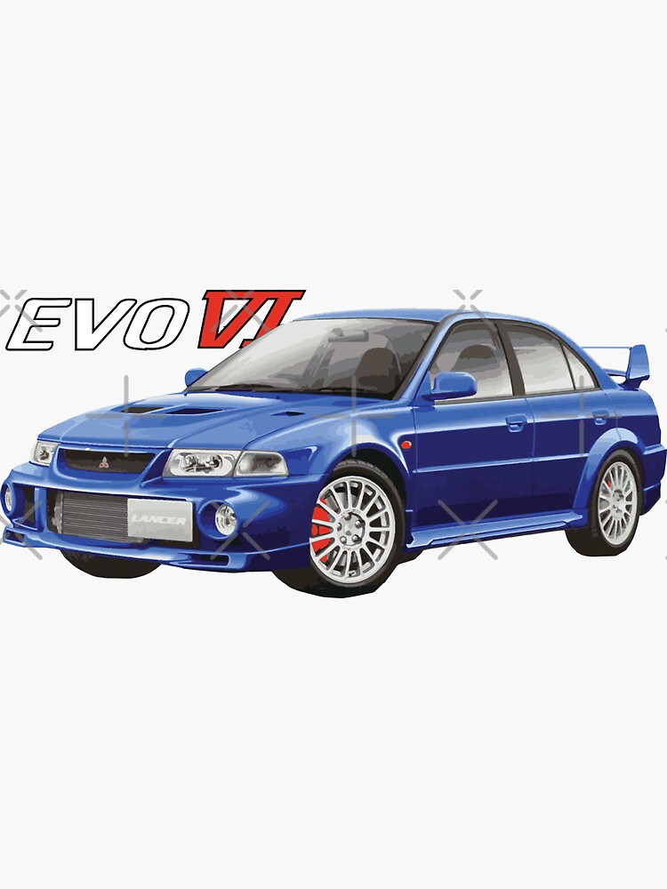 "Evo 6 vi reims blue Mitsubish Evolution GSR Enkei" Sticker for Sale by ...