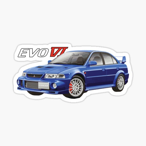 "Evo 6 vi reims blue Mitsubish Evolution GSR Enkei" Sticker for Sale by cowtownCOWBOY | Redbubble