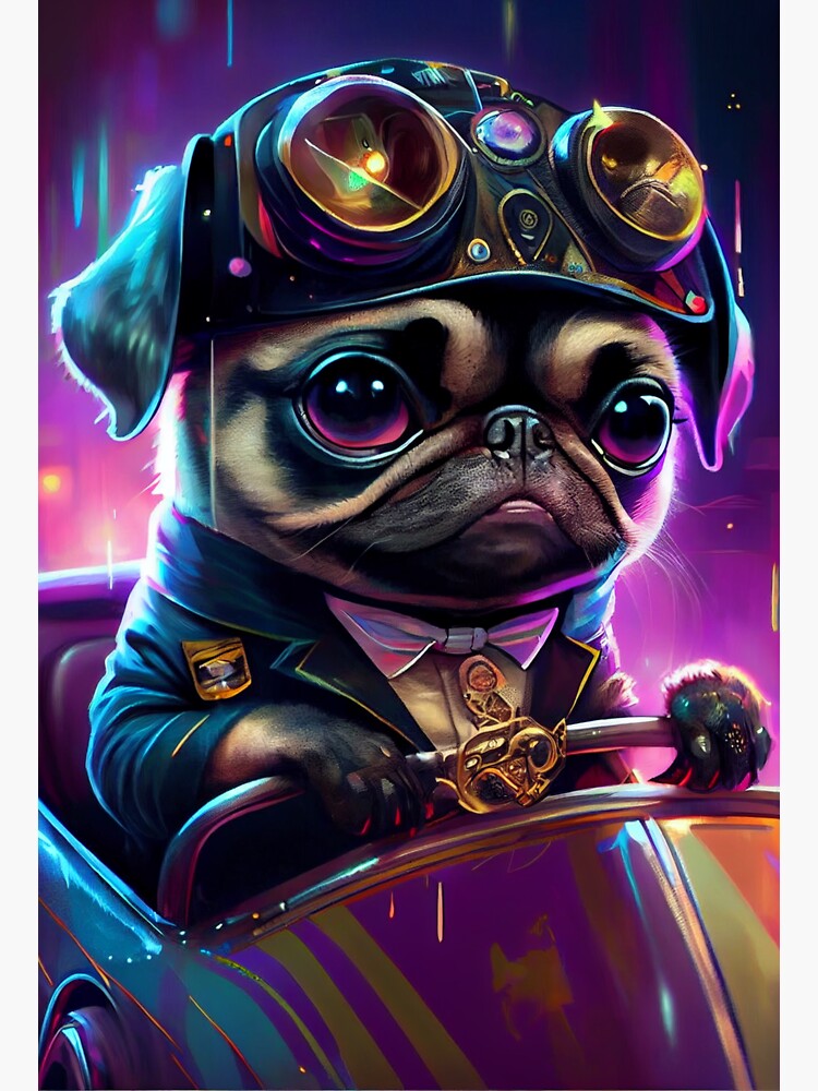 "Cyber Pug Punk Kart Racing - Super Pug Kart Racing" Sticker for Sale ...