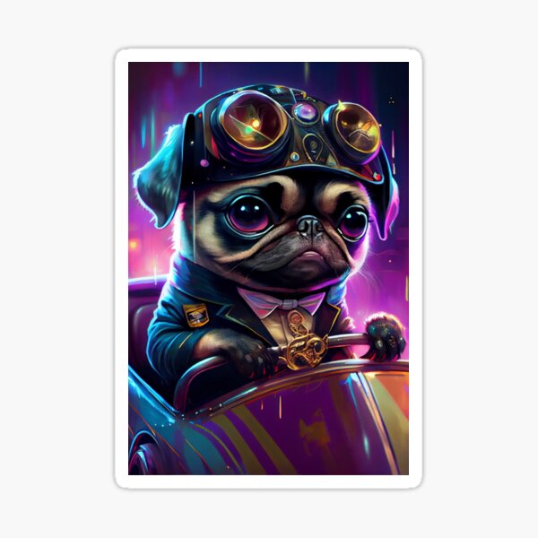 "Cyber Pug Punk Kart Racing - Super Pug Kart Racing" Sticker for Sale ...