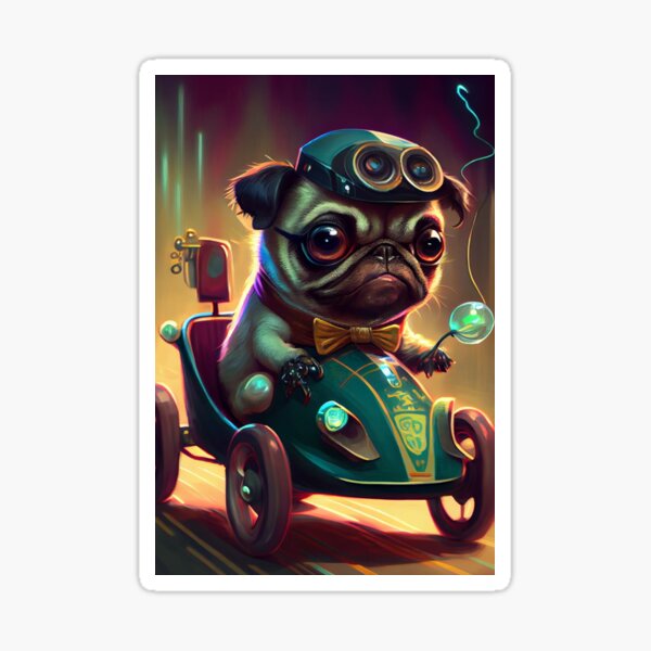 "Cyber Pug Punk Kart Racing - Super Pug Kart Racing" Sticker for Sale ...