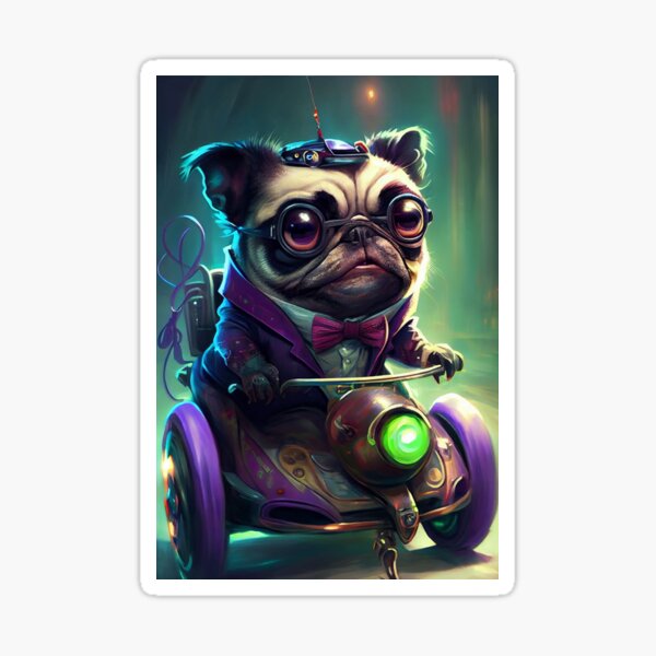 "Cyber Pug Punk Kart Racing - Super Pug Kart Racing" Sticker for Sale ...