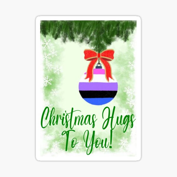 "Lgbt Gender Fluid Christmas Design -Chirstmas Hugs To You" Sticker for ...