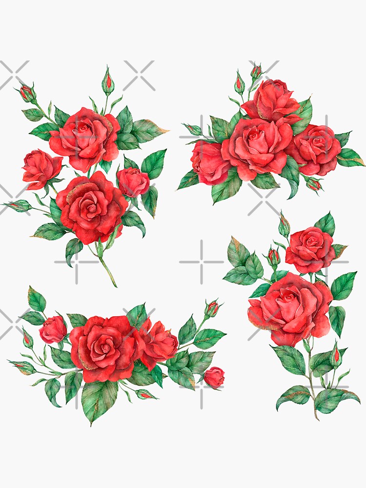 "Hand drawn red roses" Sticker for Sale by Digitalfred | Redbubble