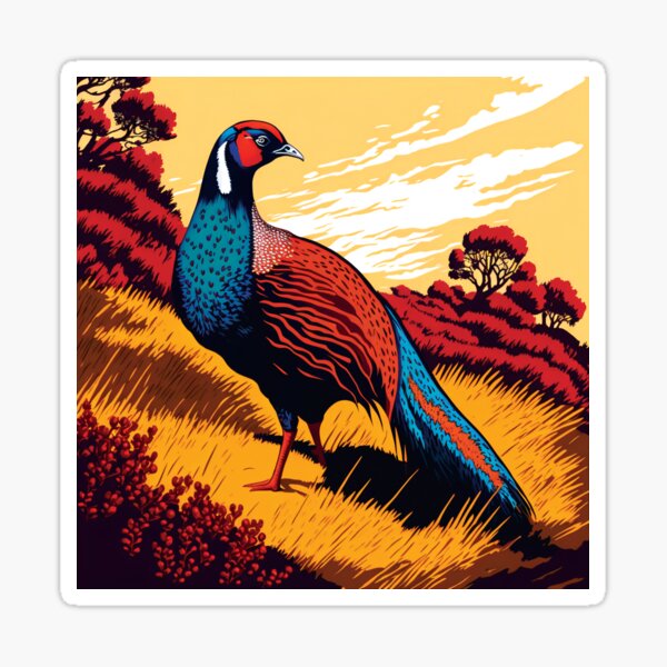 "Pheasant in Countryside" Sticker for Sale by Geminiartstudio | Redbubble