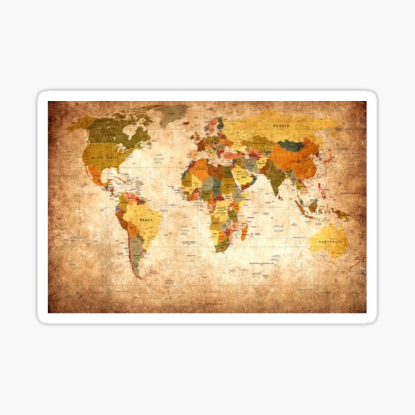 "Vintage World Map | Old Map of the World " Sticker for Sale by ...