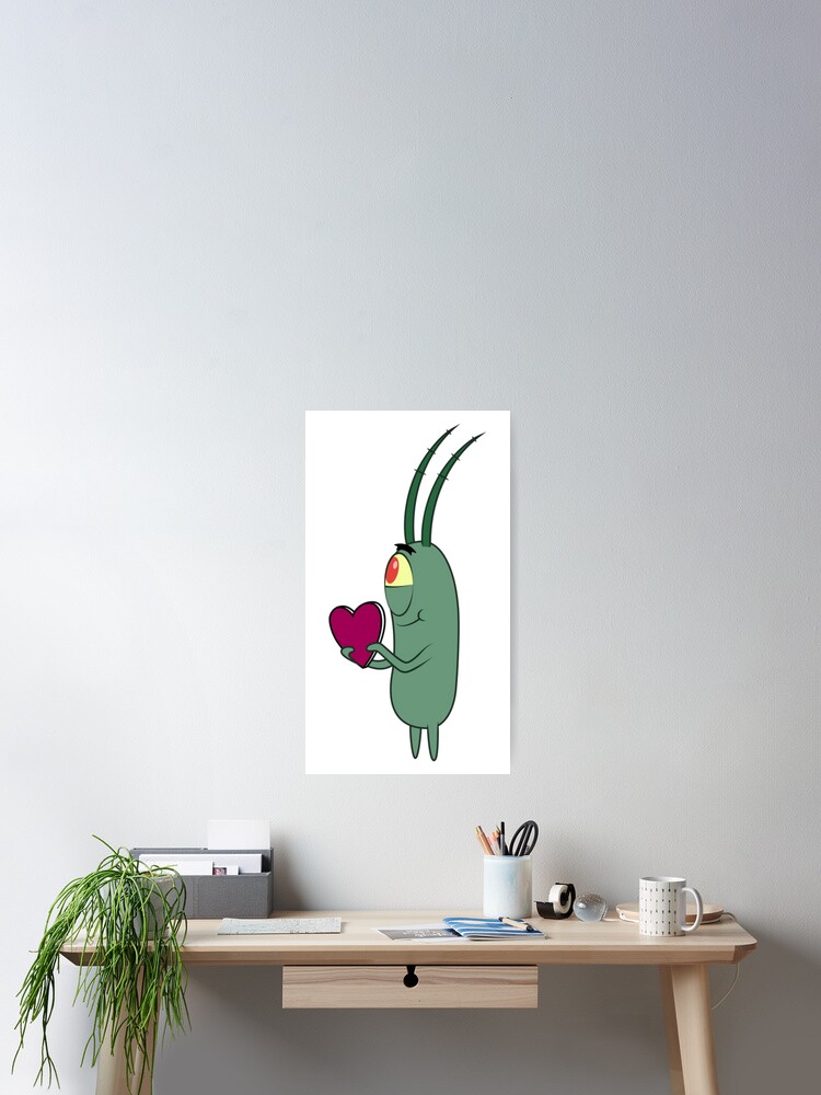 "Plankton with a heart in his hands" Poster for Sale by moonviktoria ...
