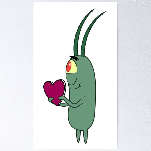 "Plankton with a heart in his hands" Poster for Sale by moonviktoria ...