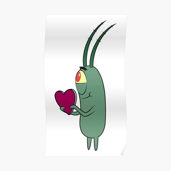 "Plankton with a heart in his hands" Poster for Sale by moonviktoria ...