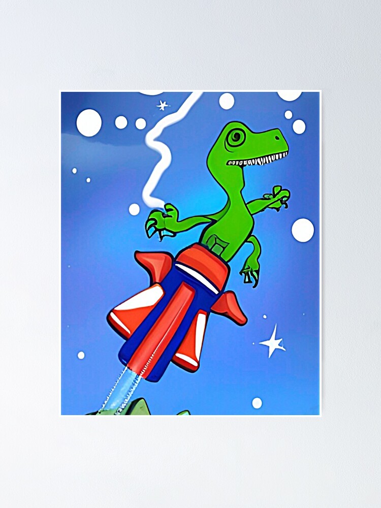 "Jetpack dinosaur." Poster for Sale by Neo-Expression | Redbubble