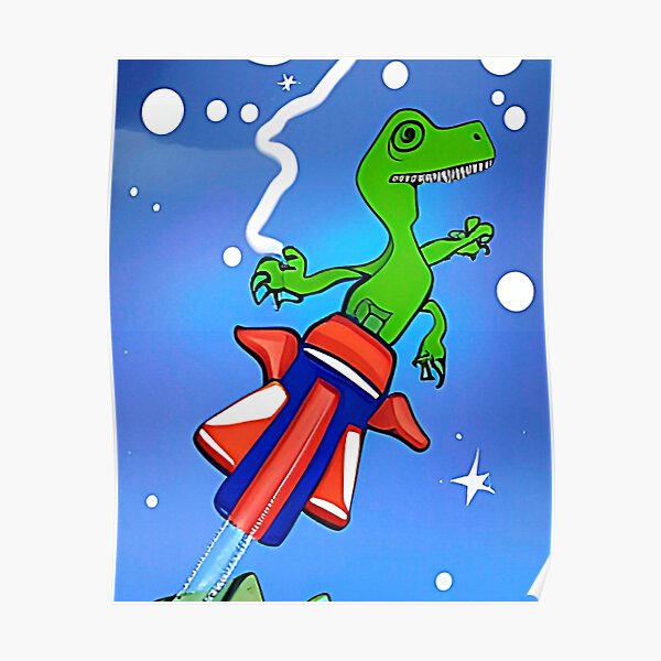 "Jetpack dinosaur." Poster for Sale by Neo-Expression | Redbubble