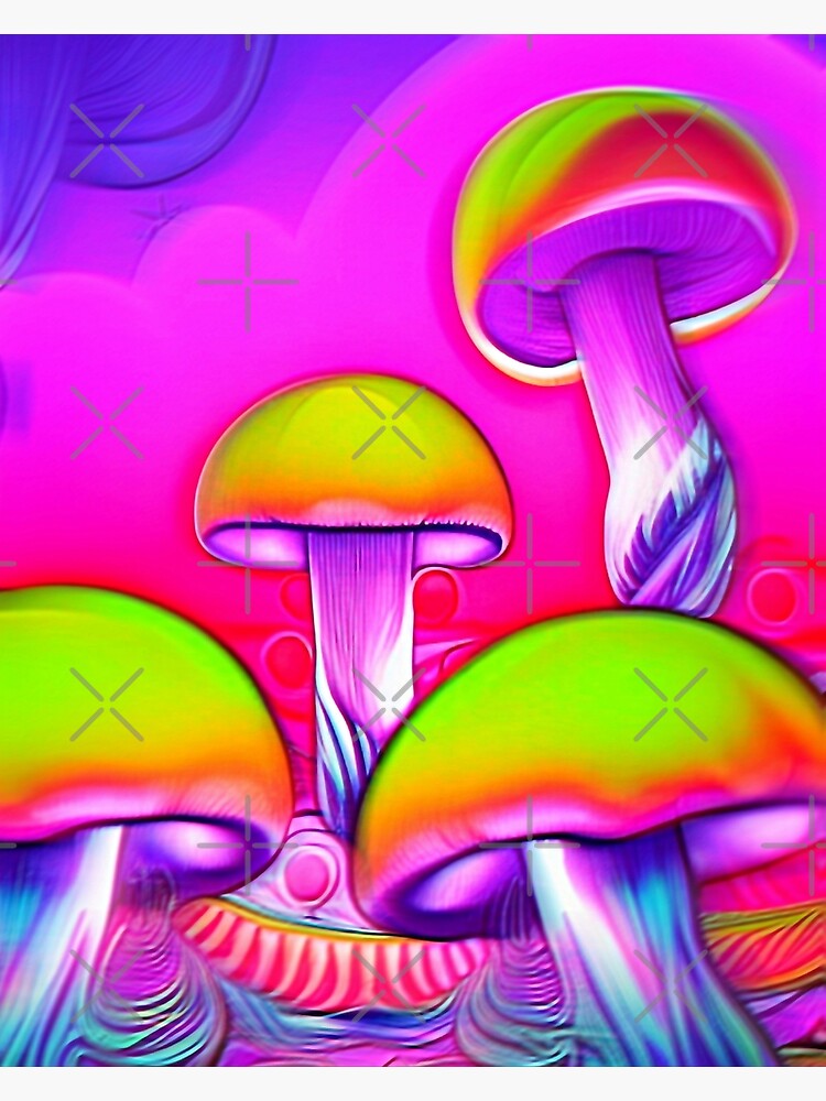 "Trippy stuff. Colorful psychedelic mushrooms" Poster for Sale by Neo ...