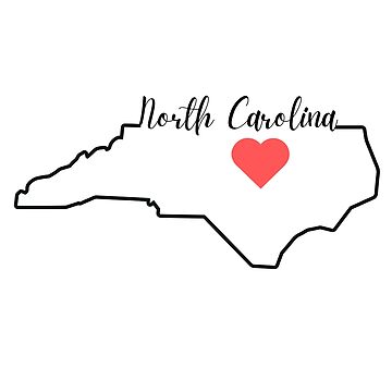 "north carolina state outline with heart" Art Board Print for Sale by ...