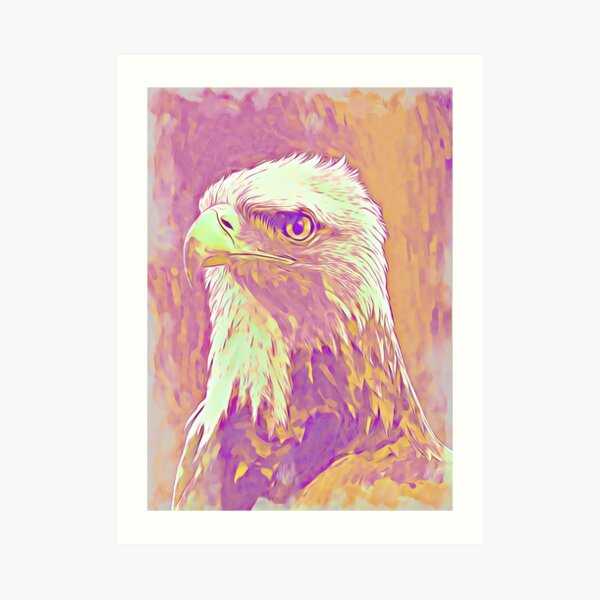 "Pink watercolor bald eagle head painting" Art Print for Sale by ...
