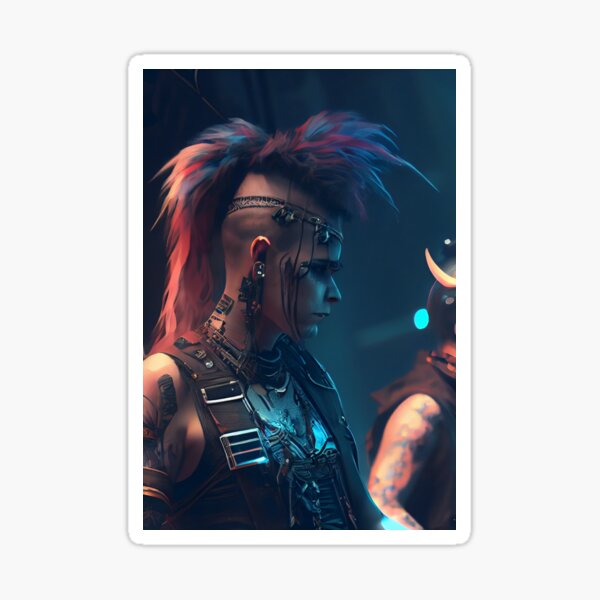 "Cyberpunk Musician at the Punk Rock Music Concert" Sticker for Sale by ...