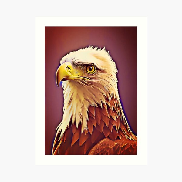 "Vibrant bald eagle head painting" Art Print for Sale by ...