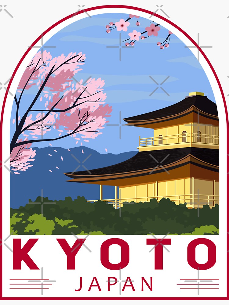 "Kyoto Japan Travel Retro Emblem" Sticker for Sale by KrisSidDesigns ...