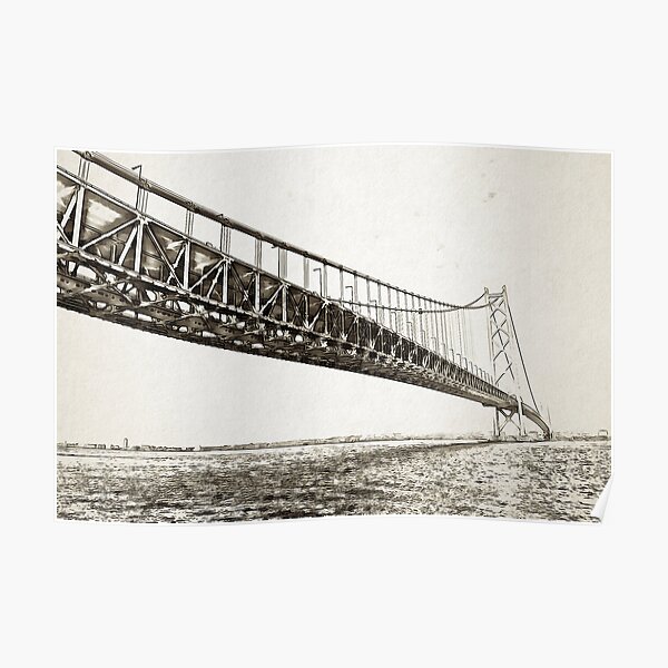 "Bridge over the ocean black and white drawing" Poster for Sale by ...