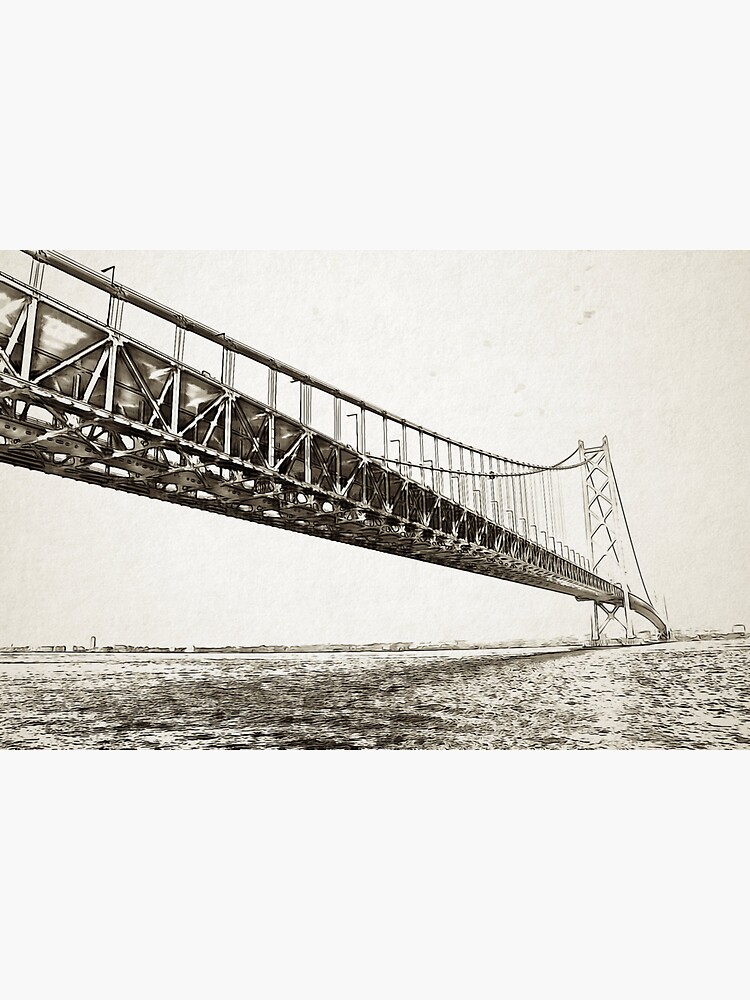 "Bridge over the ocean black and white drawing" Sticker for Sale by ...