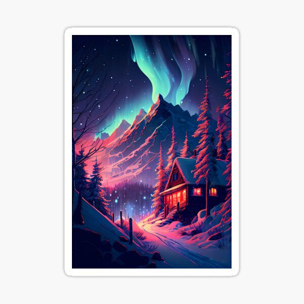 "Glowing Night Northern Lights" Sticker for Sale by BEAUHOUS | Redbubble