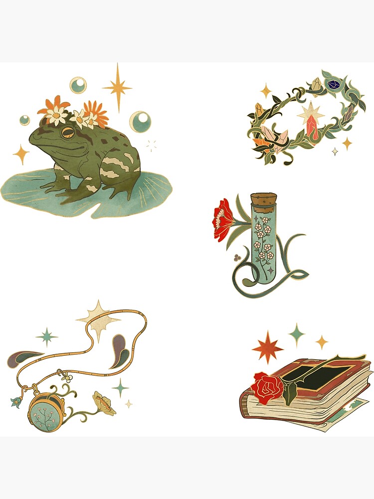 "Fairycore vintage frog sticker pack" Poster for Sale by Ameliewks ...