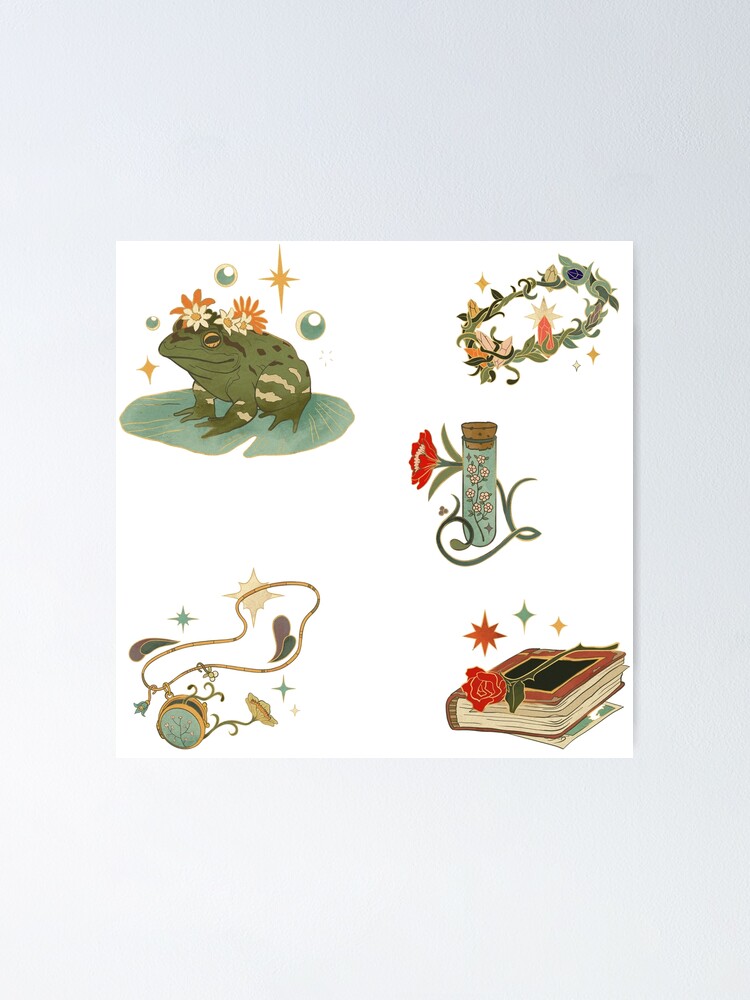 "Fairycore vintage frog sticker pack" Poster for Sale by Ameliewks ...