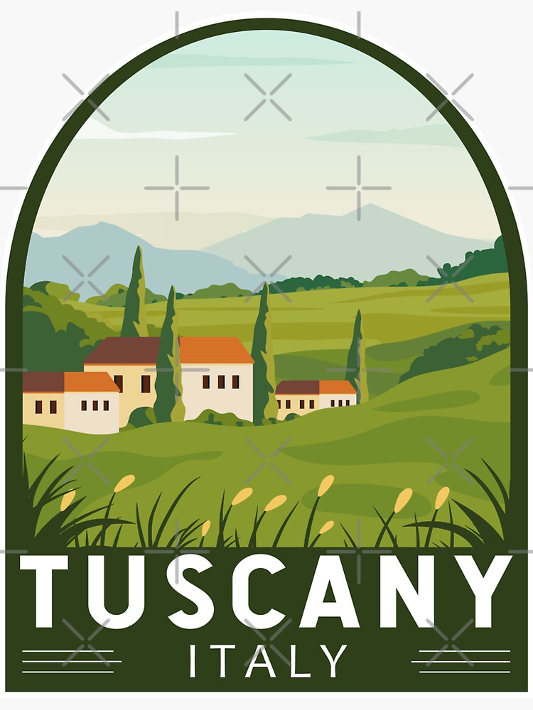 "Tuscany Italy Travel Retro Emblem" Sticker for Sale by KrisSidDesigns ...