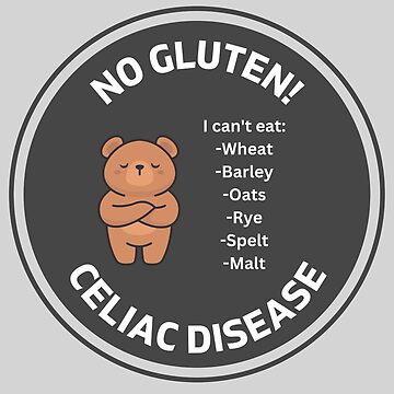 "NO GLUTEN CELIAC DISEASE" Sticker for Sale by GoodMoodFood | Redbubble