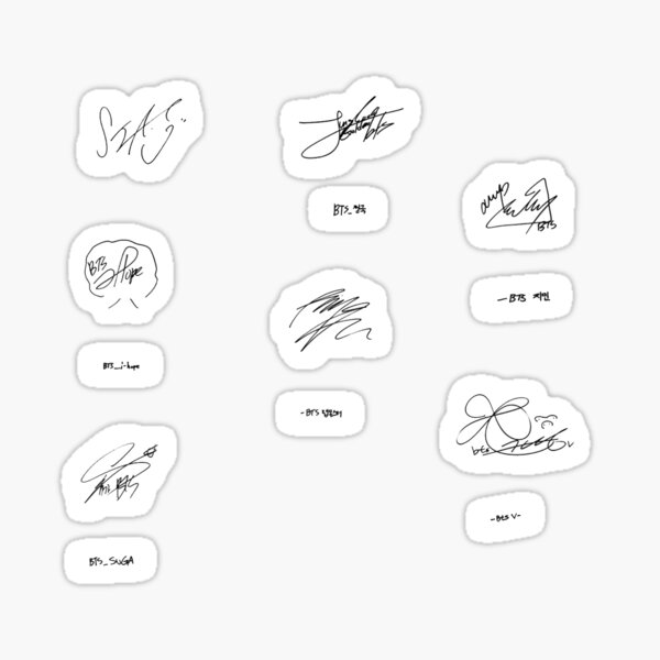 "BTS Signatures Sticker Sheet" Sticker for Sale by prettyrad | Redbubble