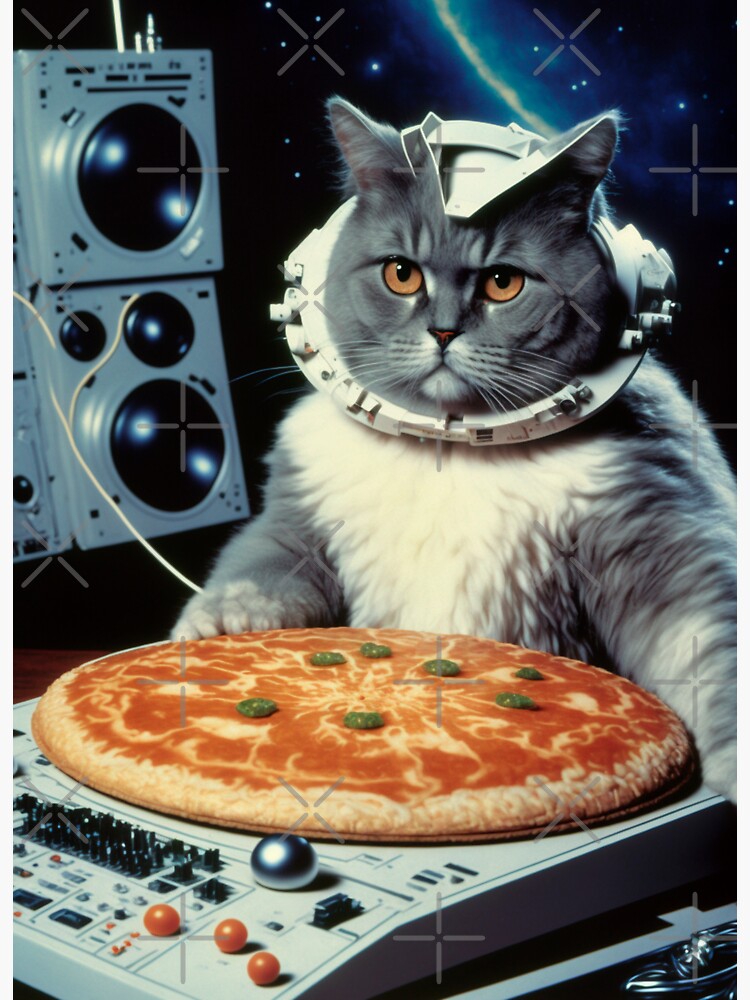"DJ Cat Pizza" Sticker for Sale by HistoriaMutante | Redbubble
