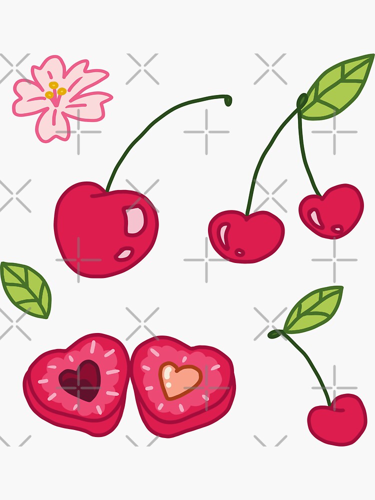 "Cute Cherry Sticker Pack Design" Sticker for Sale by Jellibeany ...