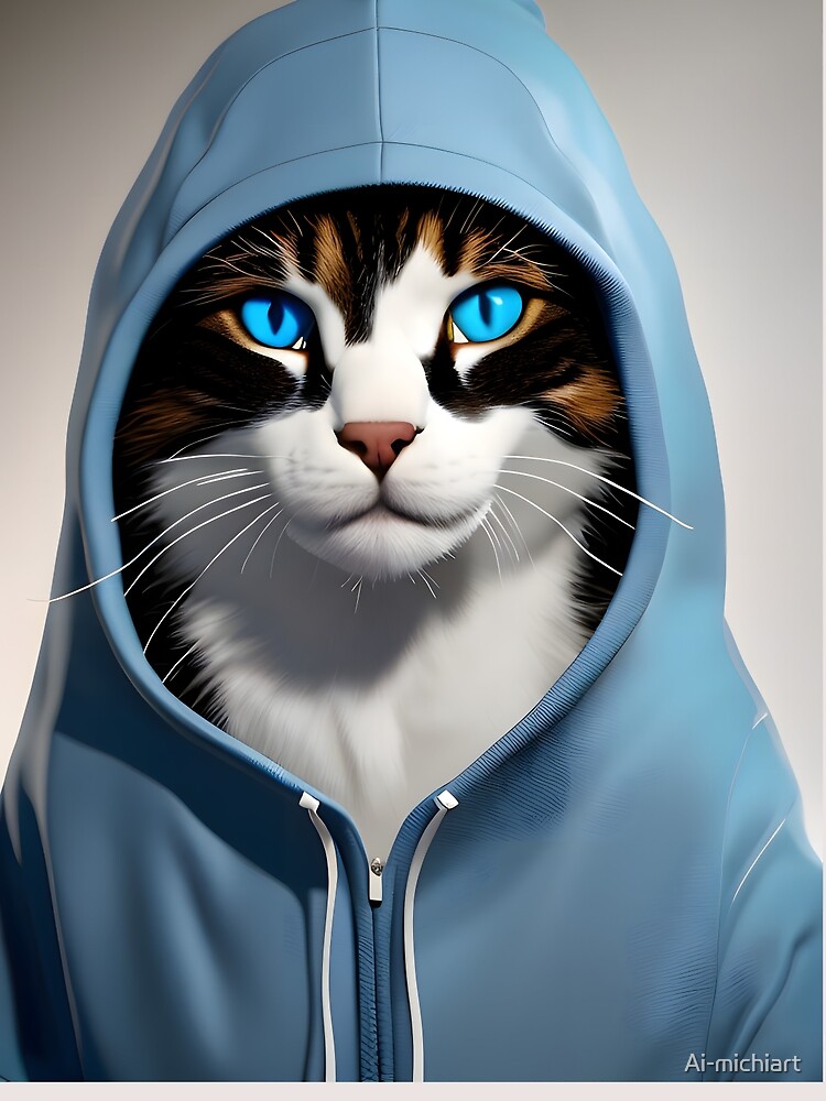 "Hooded Cat - Modern Digital Art" Poster for Sale by Ai-michiart ...