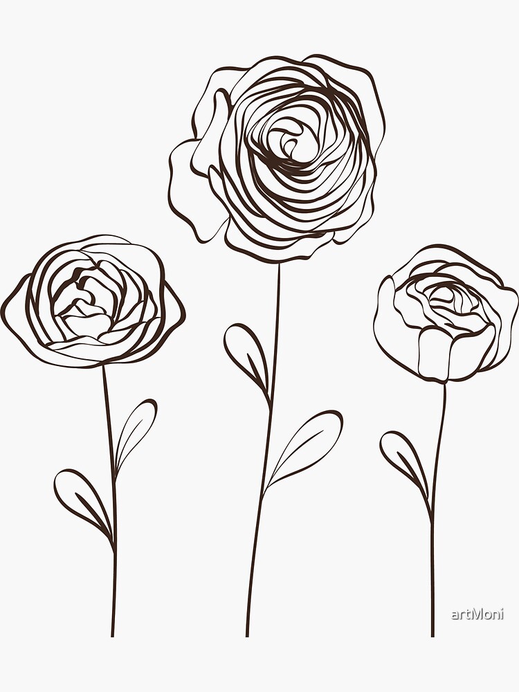 "Roses outline" Sticker for Sale by artMoni | Redbubble