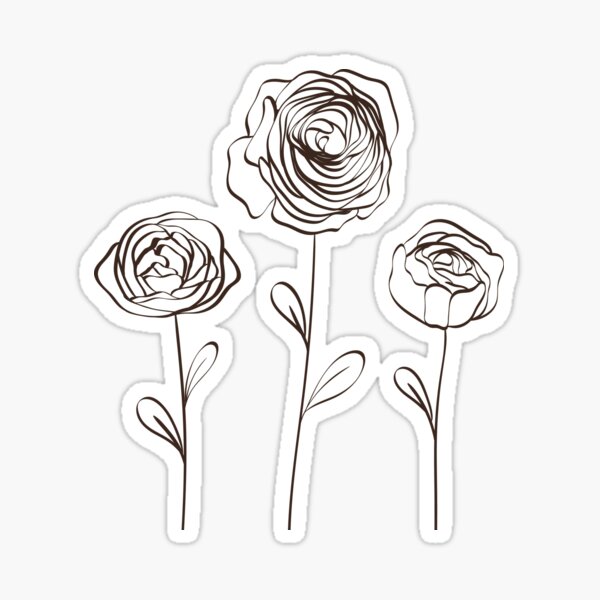 "Roses outline" Sticker for Sale by artMoni | Redbubble