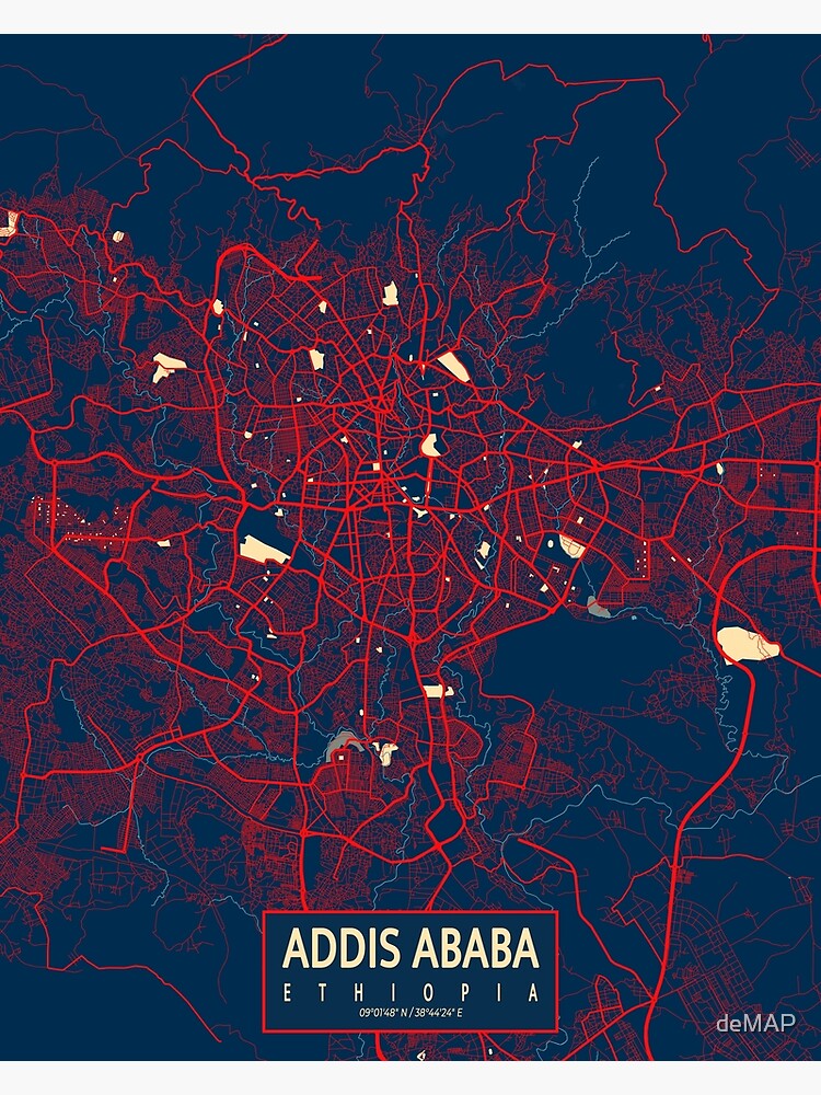 "Addis Ababa City Map of Ethiopia - Hope" Art Print for Sale by deMAP ...