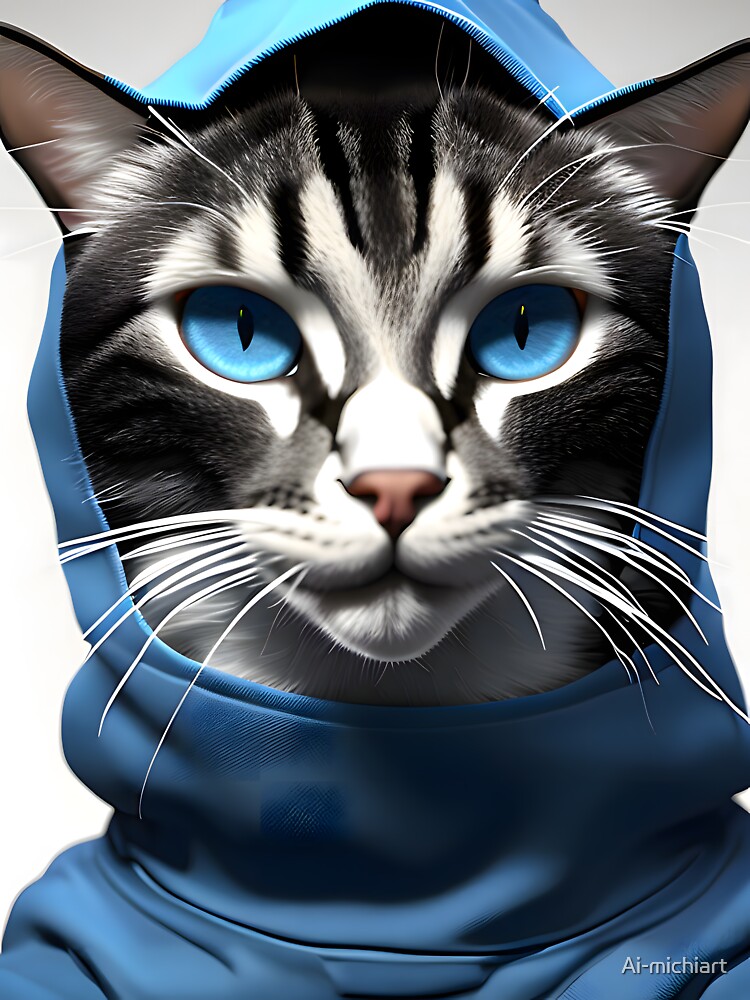 "Hooded Cat - Modern Digital Art" Sticker for Sale by Ai-michiart ...