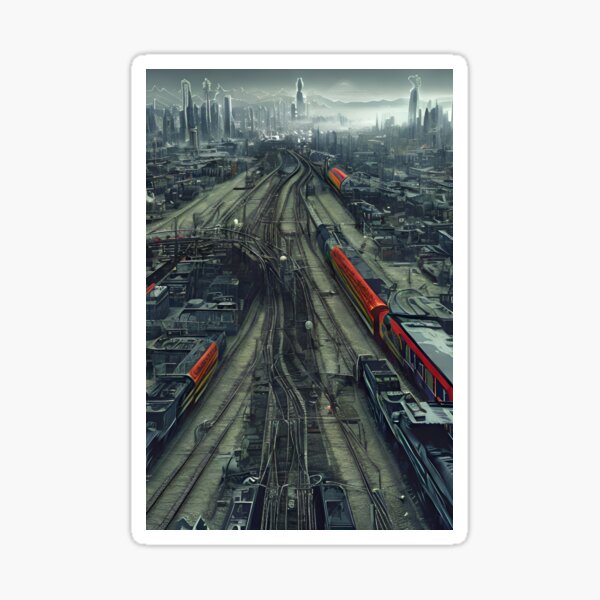 "A Futuristic City And Train Station - Sticker" Sticker for Sale by ...