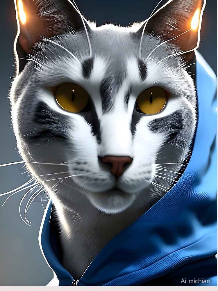 "Hooded Cat - Modern Digital Art" Poster for Sale by Ai-michiart ...