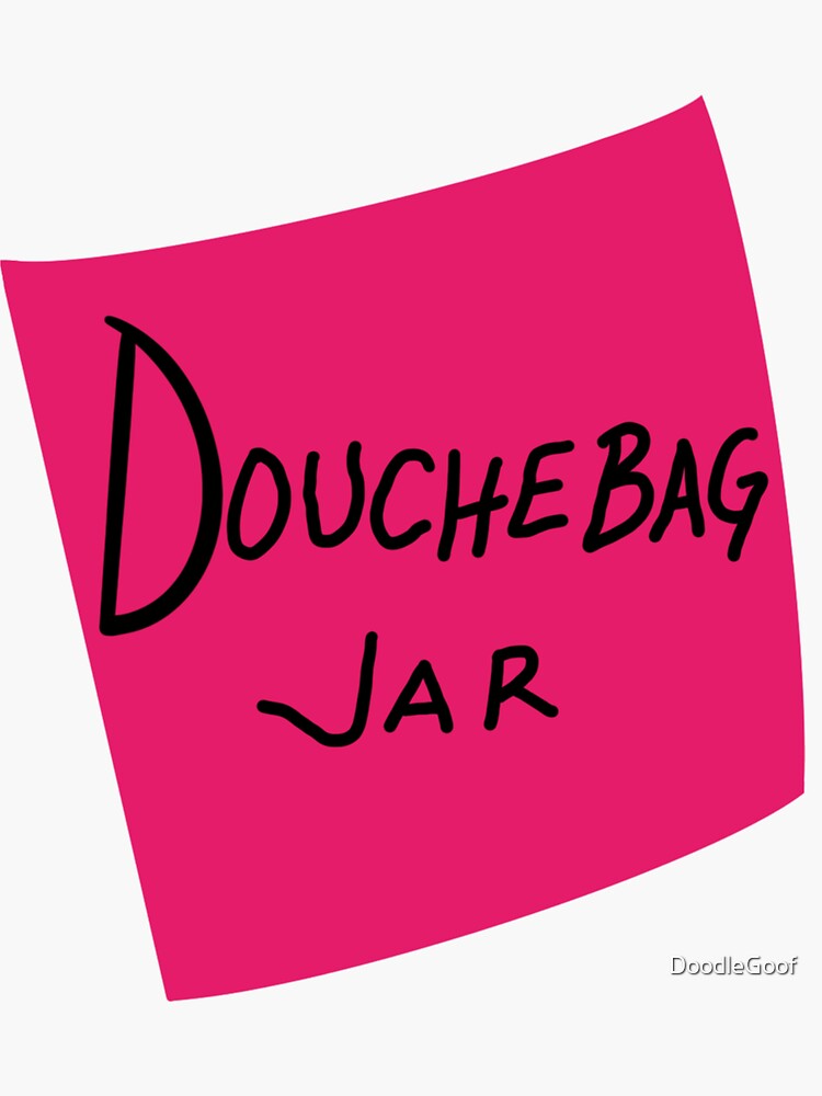 "Douchebag Jar Post-it from New Girl" Sticker for Sale by DoodleGoof | Redbubble