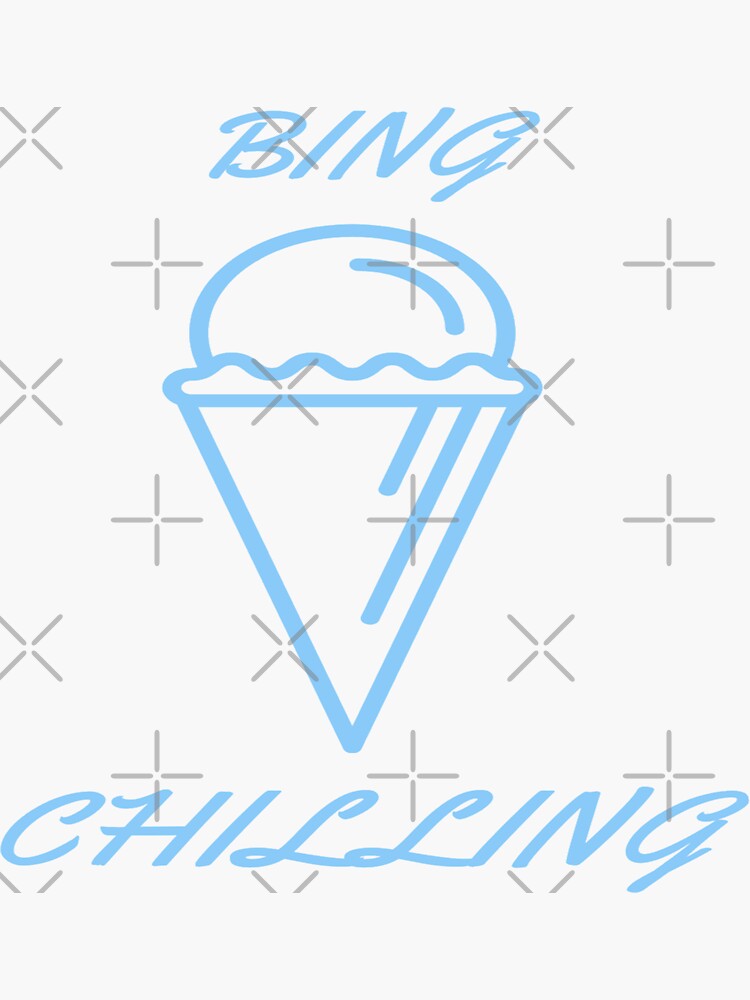 "BING CHILLING - ICE CREAM MEME" Sticker for Sale by ArtzandDesignz ...