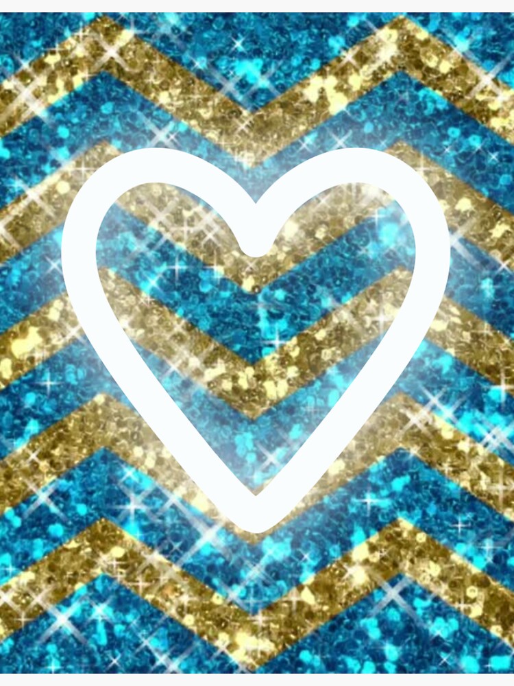 "A Glowing Heart of Glitzy Blue and Gold!!" Sticker for Sale by ...