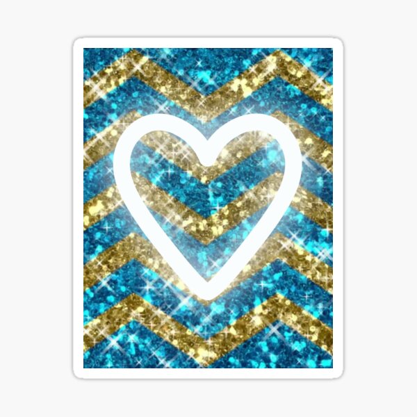 "A Glowing Heart of Glitzy Blue and Gold!!" Sticker for Sale by ...
