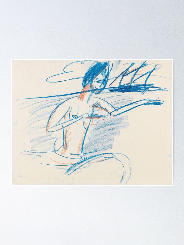 " Ernst Ludwig Kirchner Badender Akt mit Segelboot (1913)" Poster for ...