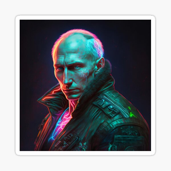 "President Vladimir Putin cyberpunk neon retro style" Sticker for Sale ...