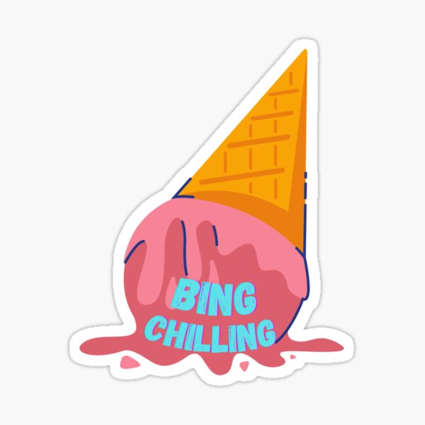 "BING CHILLING - ICE CREAM MEME" Sticker for Sale by ArtzandDesignz ...