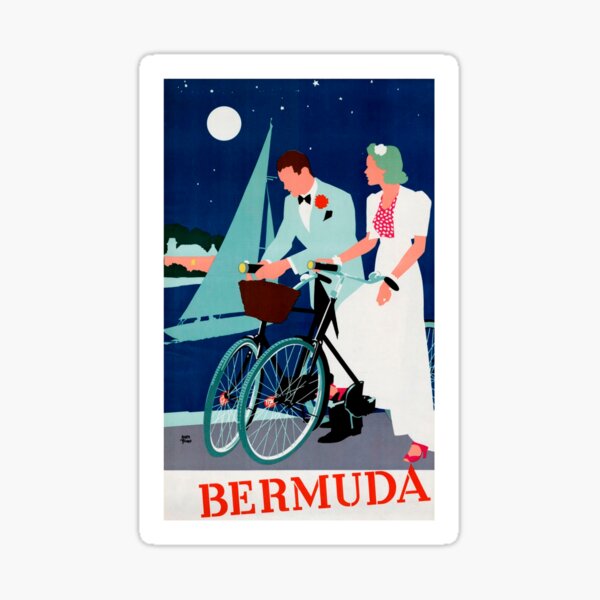 "Vintage Bermuda Travel Poster" Sticker for Sale by AllVintageArt ...