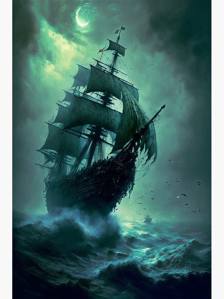 The Flying Dutchman In Storm Premium Matte Vertical Poster