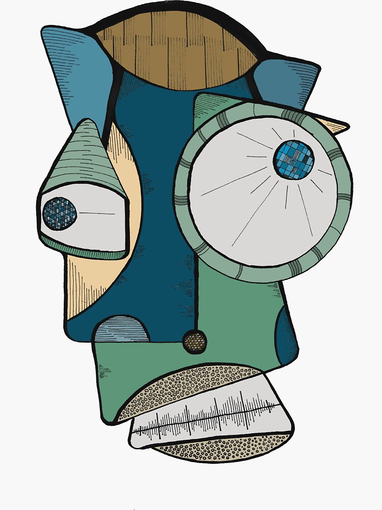 "Fearful Face - Cubist Art" Sticker for Sale by 50Centimos | Redbubble