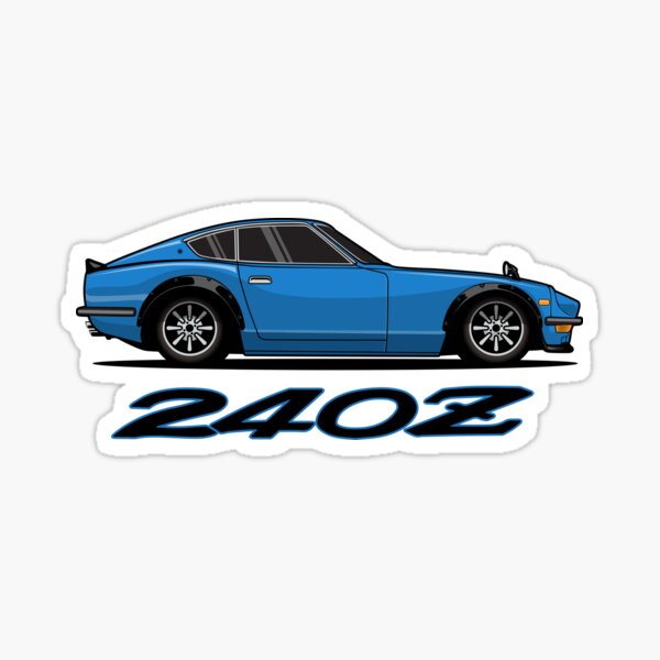 "Blue Datsun 240 Z Illustration" Sticker for Sale by blackdogshop ...